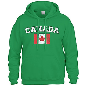 Cybertela Faded Distressed Canadian Canada Flag Sweatshirt Hoodie Hoody (Kelly Green, 3X-Large)