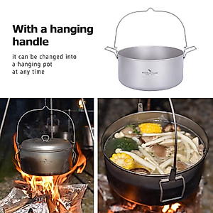 Boundless Voyage Titanium 4.5L Hanging Pot with Steaming Rack Folding Handle Outdoor Camping Cooking Stockpot Steamer Set (4.5L Pot)