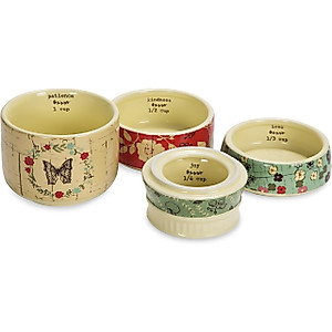 Pavilion Gift Company Live Simply Floral Mason Jar Measuring Cups, Multicolor