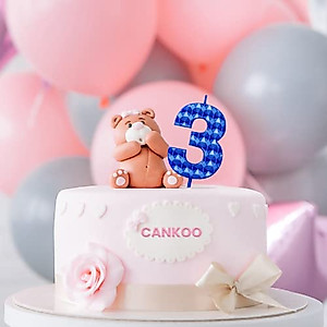 2 Birthday Candle - Number 2 Candle - CANKOO Blue Diamond Birthday Cake Candles for Boys Girls Kids Adults - Big Number 12 20 21 22 23 24 25 26 27 28 29