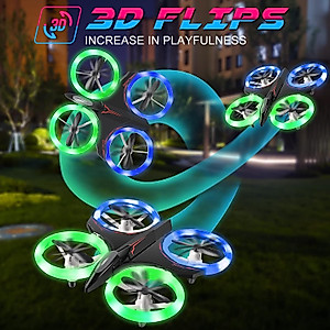 Mini Drone for Kids, LED RC Drone, Remote Control RC Quadcopter, with 360° 3D Eversion and Throwing Flight Function, Gift/Toys for Boys & Girls