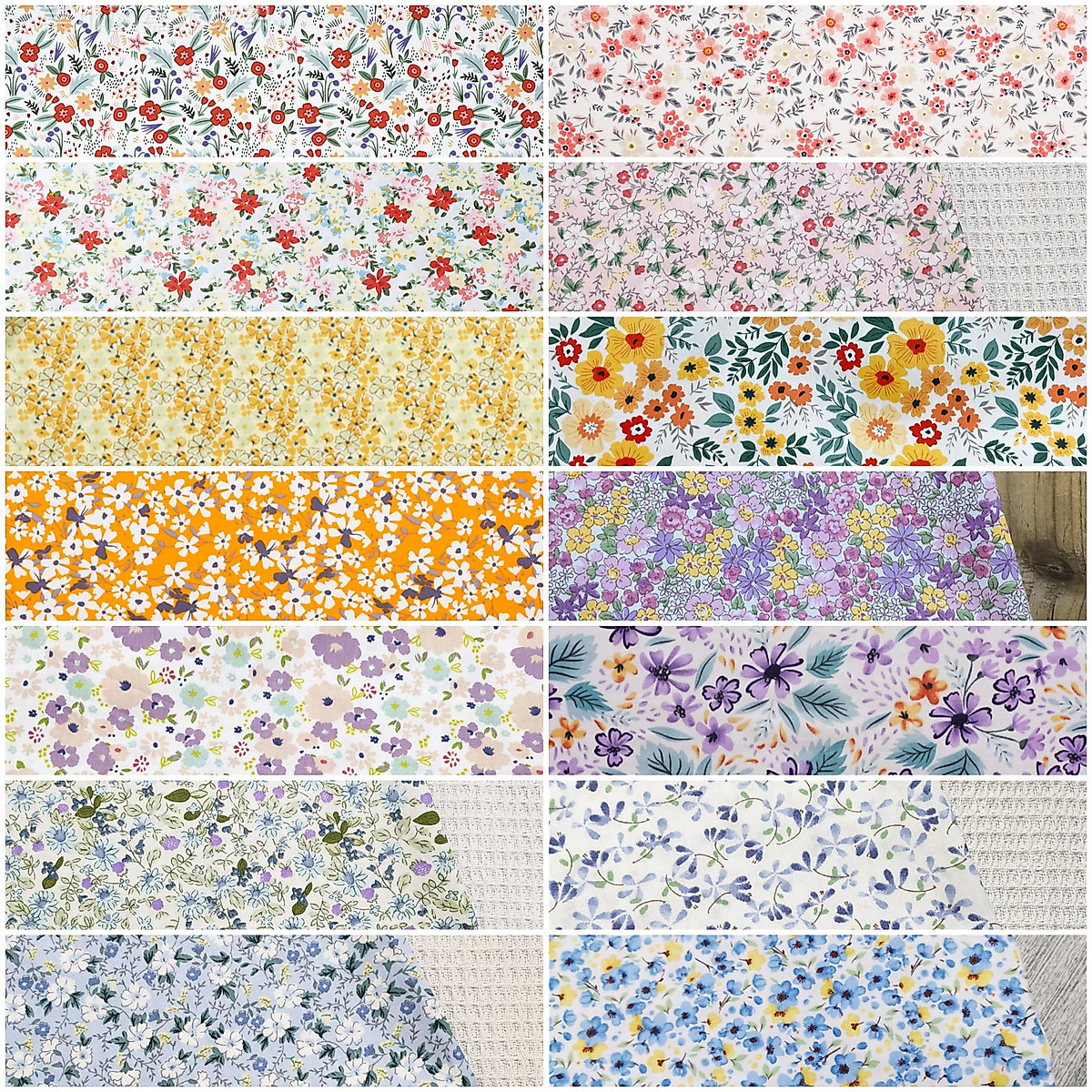 100% Cotton Quilting Fabric Squares 5''x5'' Floral Print Precut Fabric Bundles Charm Packs for Quilting 5 inch Clearance for Pathwork Quilt（Fresh Style）