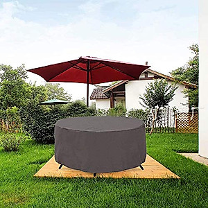 QIAOH Garden Furniture Covers Waterproof Round 76x36in, Patio Set Cover Waterproof, Table Chair Set Covers, Anti-Fading Cover for Outdoor Furniture Set