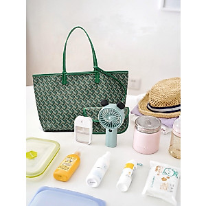 Women's Puffer Tote Handbags Purse Sets for Women Large Leather Clutch Dupes Hobo Shoulder Bag for Travel Beach 3pcs (Green)