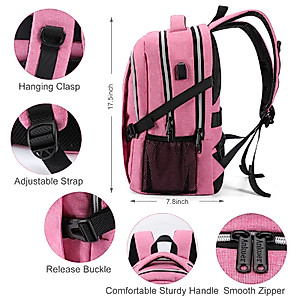 ANKUER Backpacks for Women, Backpack Fits Up 15.6 in Laptop Backpack for Travel, Backpacks with USB Charging Port, Work Business Backpack for School (Pink)
