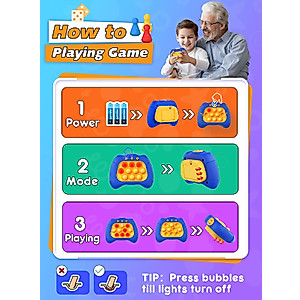 Light Up Bubble Up Fidget Toy, Electronic Quick Push Game Console, Birthday Gifts for 6 7 8 9 10-12 Year Boys and Girls Push Up Stress Toy, Concentration Fast Speed Puzzle Game for Family Party - Blue