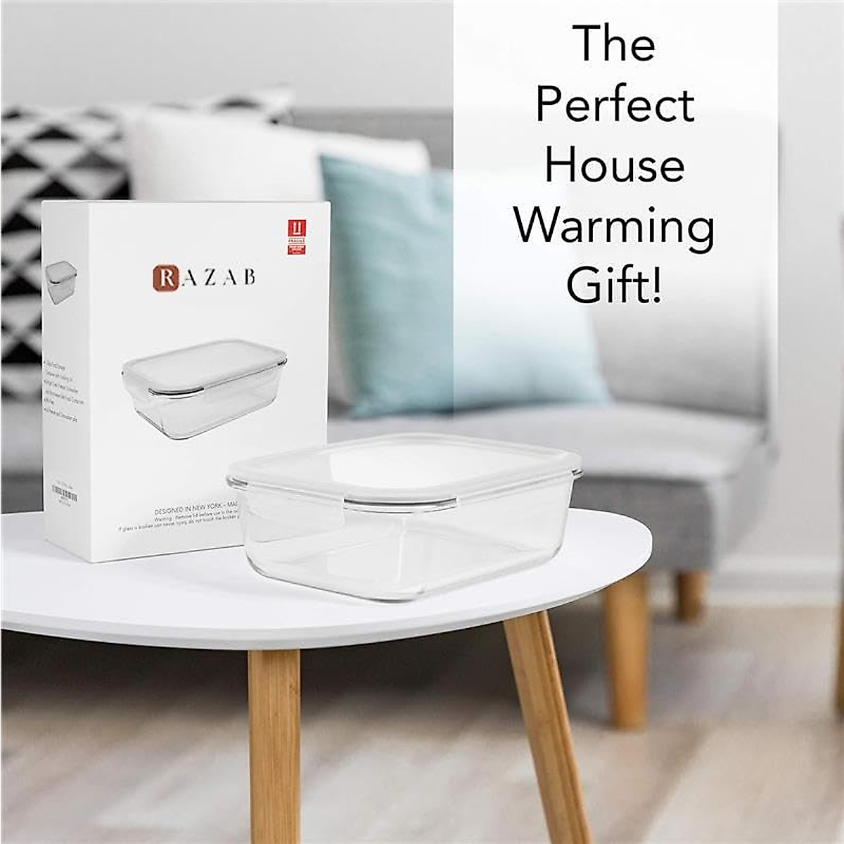 2700ML / 91.3oz X-LARGE Glass Food Storage Container with Locking Lid Ideal for Storing food, Vegetables & Fruits. Baking, Casserole, Roasting & lot more - BPA Free Leak Proof - Fridge to Oven Safe - Clear