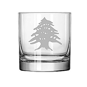 11 oz Rocks Whiskey Highball Glass Cedar Tree Lebanon Lebanese
