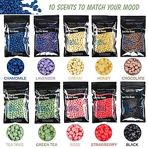 YOUNG VISION Hard Wax Beads for Hair Removal, 2.2 LB/1000g/35 OZ Total, 10 Colors Hard Wax Beans Pack, Bulk Wax Pearls for Home Waxing…