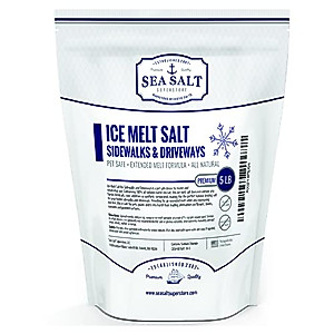 Sea Salt Superstore Ice Melt Salt for Sidewalks and Driveways - All-Natural Sea Salt Deicer, 5 Lb Bag