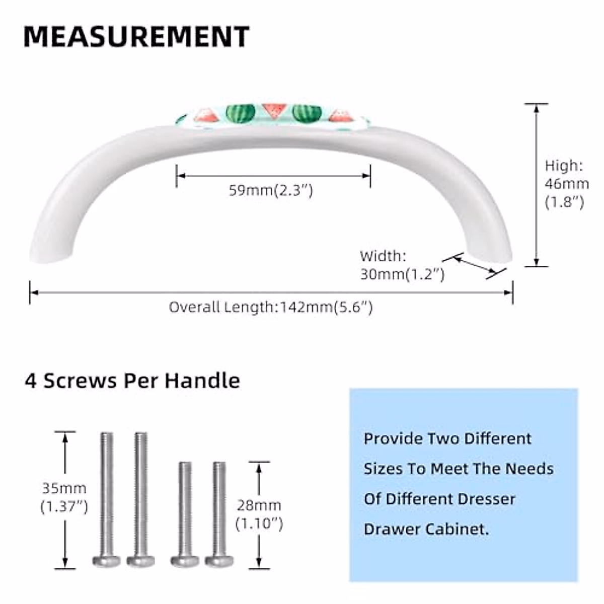 Pull Handle Fence Handle Long Cabinet Handles for Interior, Closet, Drawer, Outdoor, Garage, Fruits Watermelon