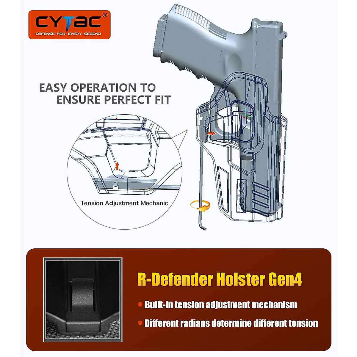 Ruger Max 9 Holster, OWB Holster for Ruger Max-9 9mm Luger - Adjustable Tension & Cant | Index Finger Released | Autolock | Outside Waistband Carry | Matte Finish - Right Handed