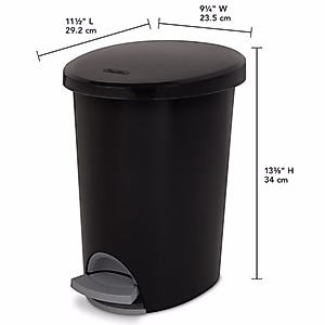 Sterilite 2.6 Gal./9.8 L Ultra StepOn Wastebaskets, 2.6 Gallon, Black