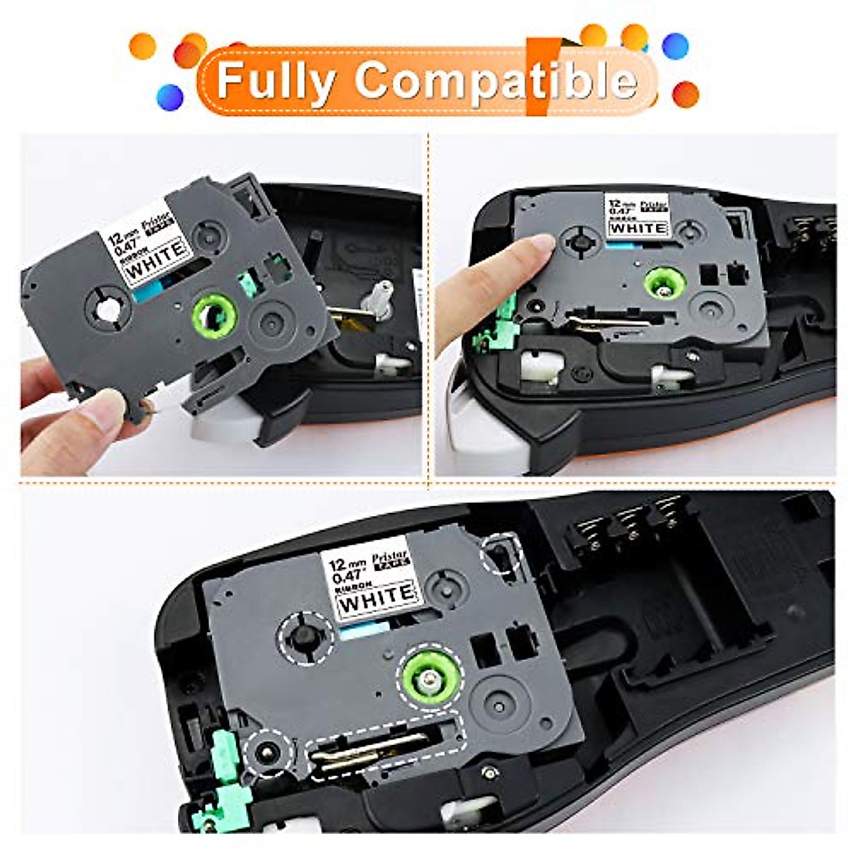 Pristar Compatible Replace for Brother TZe-R231 TZe-R234 TZe-RE34 TZe-RN34 TZe-RW34 TZe Satin Ribbon Tapes for Brother PT-P710BT D210 H110 H100 E110 H101 E300 H107B H500 P300BT GL-H105 H101