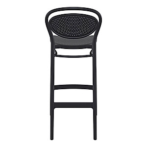 Home Square Contemporary Resin Indoor Outdoor Bar Stool in Black - Set of 2