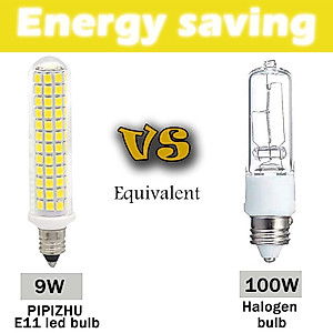 PIPIZHU E11 LED Light Bulb, E11 Mini Candelabra Base 100W Halogen Bulb Replacement, Non-dimmble 9W 1100lm AC110V-120V E11 Light Bulb for Indoor Lighting White 6000k (2 Pack)