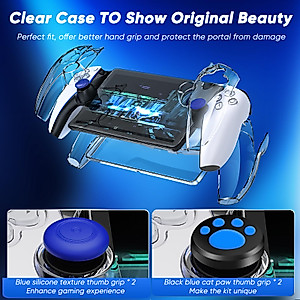 Auarte 12 in 1 Accessories Set for PlayStation Portal Remote Player, Hard Carrying Case for PS Portal with Clear Skin Case for PS5 Portal, 2 Screen Protector with 4 Thumb Grip, Indigo Blue