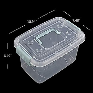 Sandmovie 5.5 Quart Plastic Storage Container Box with Lid and Handle, 6 Packs