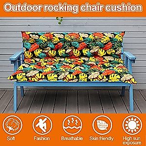 JYSXAD Swing Cushions Replacement Outdoor Porch Swing Cushions with Ties 2-3 Seater Garden Bench Cushions Rocking Chair Cushions Waterproof Seat Pad Cushion for Patio Swing (60x40 in, A)