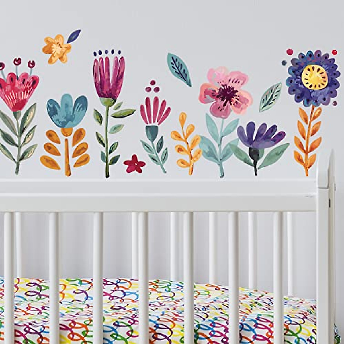Flowers Wall Decals for Girls Bedroom - Children DIY Wall Art Stickers for Classroom, Nursery, playroom - Preschool Floral Peel and Stick Decor