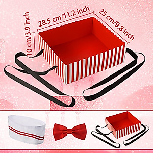 SATINIOR 4 Pcs Adult Waiter Costume Kits Hot Dog Soda Jerk Movie Night Waiter Cosplay Costume 50s Carnivals Circus Party(Red and White Stripe)