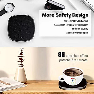 Coffee Mug Warmer, Coffee Cup Warmer for Desk with Auto Shut Off, Electric Beverage Warmer with 2 Temperature Settings, Candle Wax Cup Warmer Heating Plate for Hot Tea, Water, Cocoa, Milk