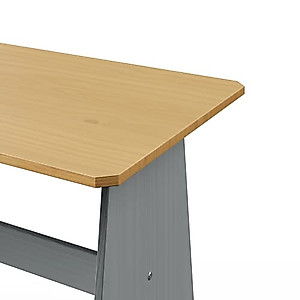 Urban Home Furniture Chapman 2 Tone Natural/Grey Solid Wood Corner Dining Set, Reversible Breakfast Nook