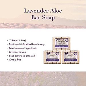 A LA MAISON - Lavender Aloe Bar Soap - Triple French Milled Natural Moisturizing Hand Soap Bar (4 Bars of Soap, 3.5 oz)