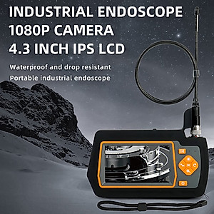 5.5mm Borescope Inspection Industrial Camera, Dual Endoscope Camera, 4.3 Inch Screen, IP67 Waterproof Snake Camera, for Sewer Pipe Drain Plumbing Inspection