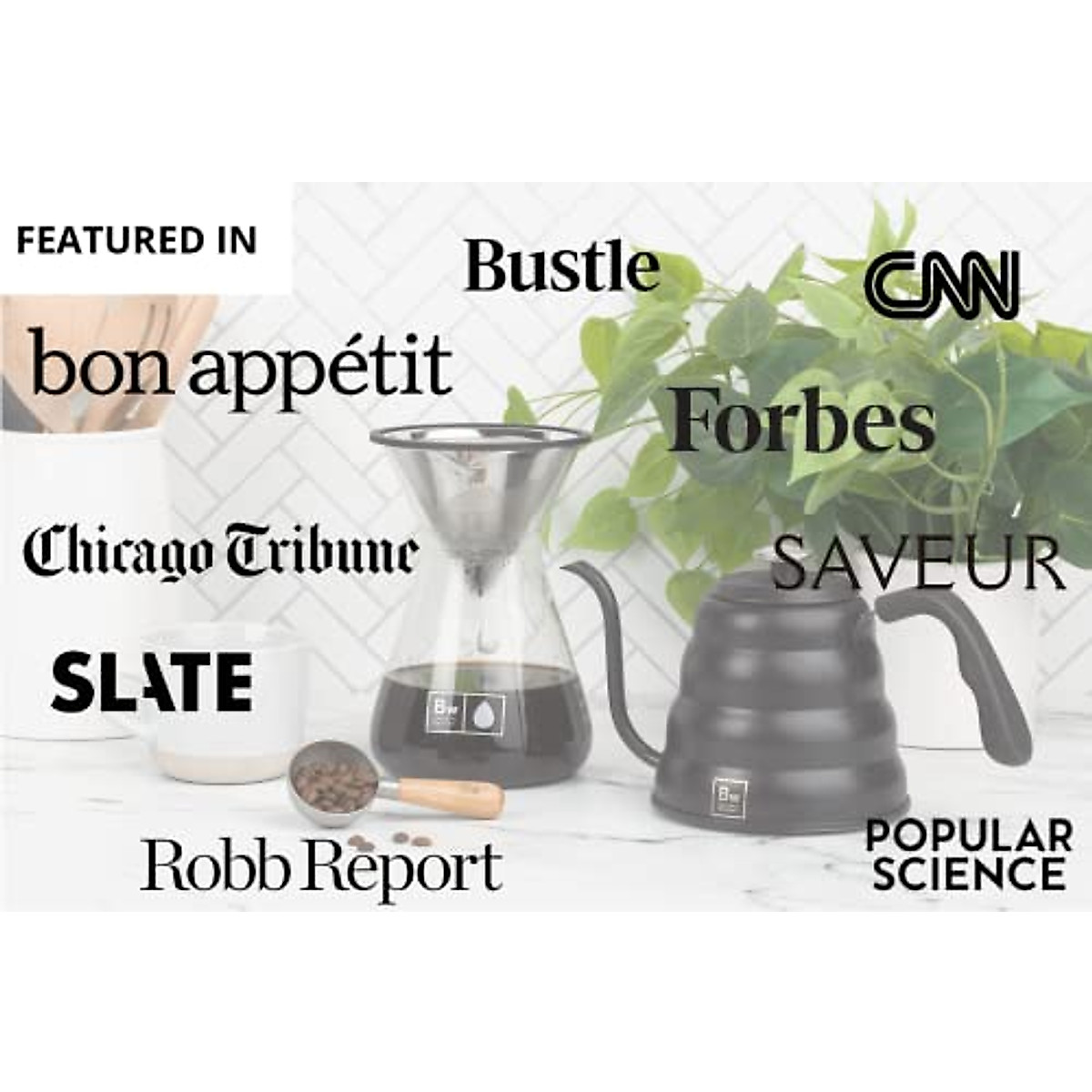 Pour Over Coffee Maker Set - Pour Over Kit Includes Large Glass Carafe and Reusable Dripper Coffee Filter and Coffee Scoop - 7 Cup Drip Coffee Brewer (34oz | 1000ml)