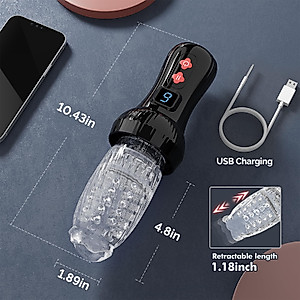 Uoffile Male Masturbator Sex Toys, Automatic Male Masturbators Sex Toy with 9 Thrusting & Rotating Modes, Mens Sex Machine Electric Pocket Pussy with Cover, LCD Display Male Stroker Adult Sex Toys