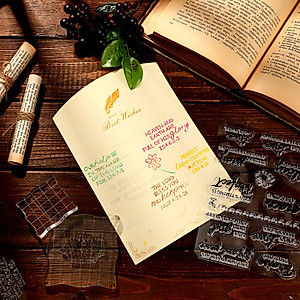 4 Sheets Stamps for Crafting Bible Verse Clear Stamps Set Acrylic Making Christian Scrapbooking Stamp Rubber 2 Pieces Blocks Tools with Grid Lines for DIY Scrapbooking Making(Classic Style)