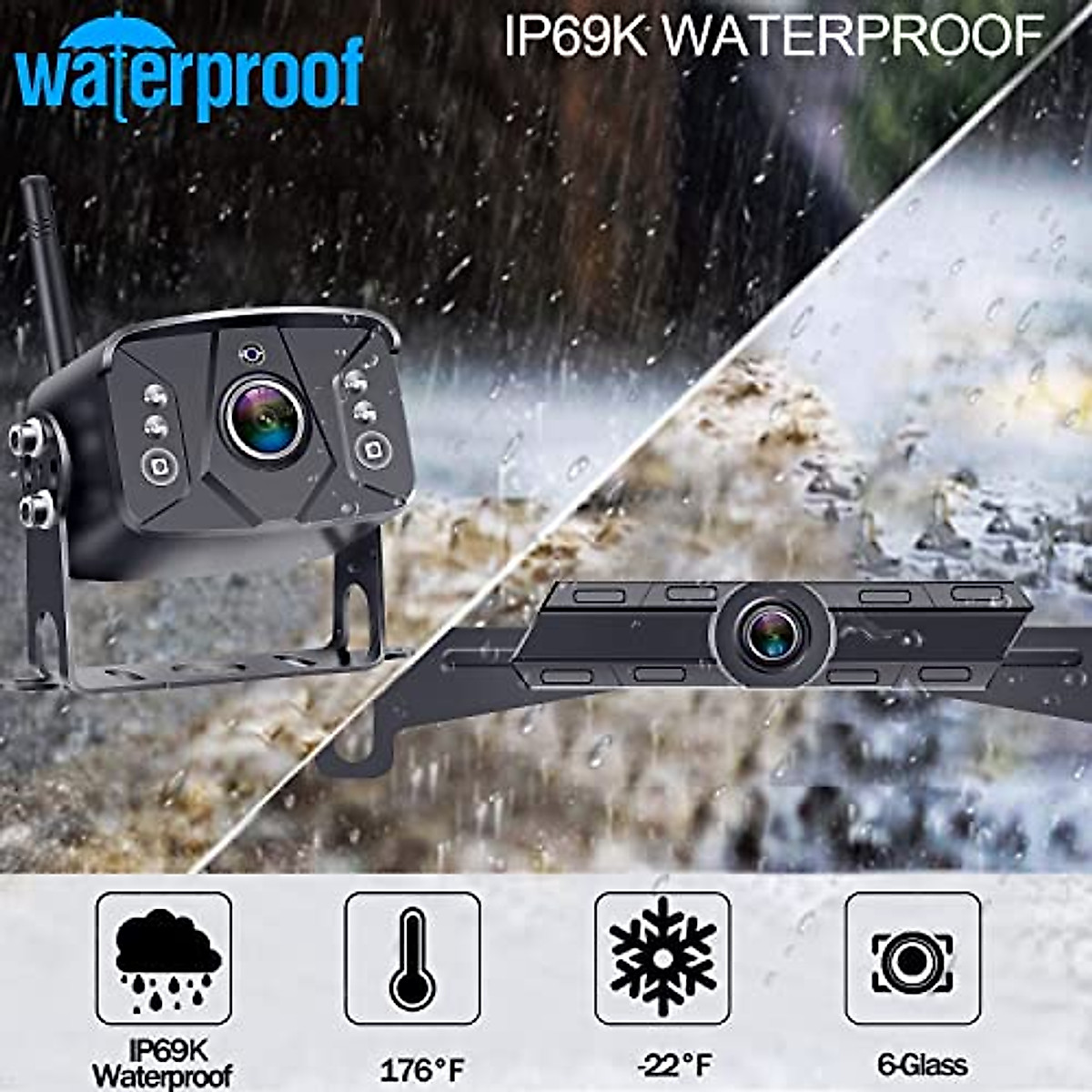 Yakry RV Backup Camera Wireless HD 1080P 7 Inch DVR Touch Key 4 Channels Monitor Car/Truck Trailer Motorhome 5th Wheel 2 Rear View System Infrared Night Vision Waterproof Adapter for Pre-Wired Y33