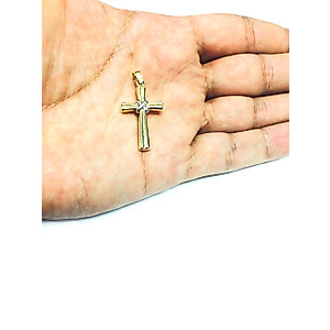 Jewelry Affairs 14k 2 Tone Gold Shiny Finish Cross Unisex Pendant