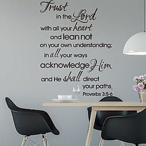 Runtoo Trust in The Lord Wall Decals [Extra Large] Bible Verse Inspirational Quotes Wall Stickers for Bedroom Living Room Family Lettering Wall Decor