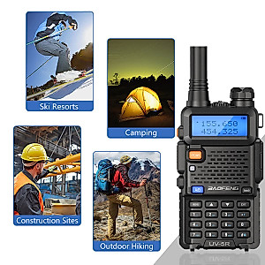 Baofeng UV-5R Ham Radio Handheld Dual Band Long Range Walkie Talkie for Adults Bafeng Portable Radio Two Way Radio Walkie Talkies with Full Set (Black 1Pack)