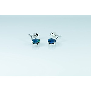 Genuine Opal Earrings - Australian Triplet Opal Earrings in 925 Sterling Silver with White Gold Plated Women's Jewelry…