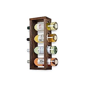 Rustic State Sonoma Wall Mounted Wood Vertical Wine Rack Holder Storage Shelf Organizer for 4 Bottles - Home, Kitchen, Dining Room Bar Décor - Walnut