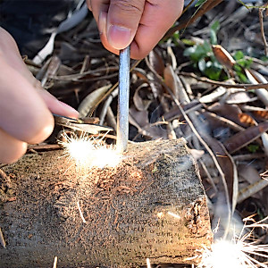 makstore Fire Starter 1/2"x5" Flint Steel Ferro Rod Survival kit with Multitool Fire Striker and Paracord for Camping, Hiking, Backpacking (Army Green)