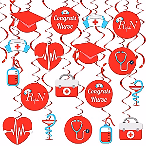 KatchOn, 39 Pieces Nurse Graduation Hanging Swirls - Nurse Graduation Decorations | Nurse Hanging Swirls for Nurse Party Decorations | Nurse Decorations for Nursing School Graduation Party Decorations