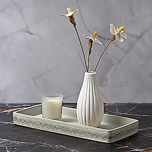 Grey Bathroom Accessories Set, Includes Ceramic Bathroom Soap Dispenser, Toothbrush Holder, Soap Dish and Concete Tray