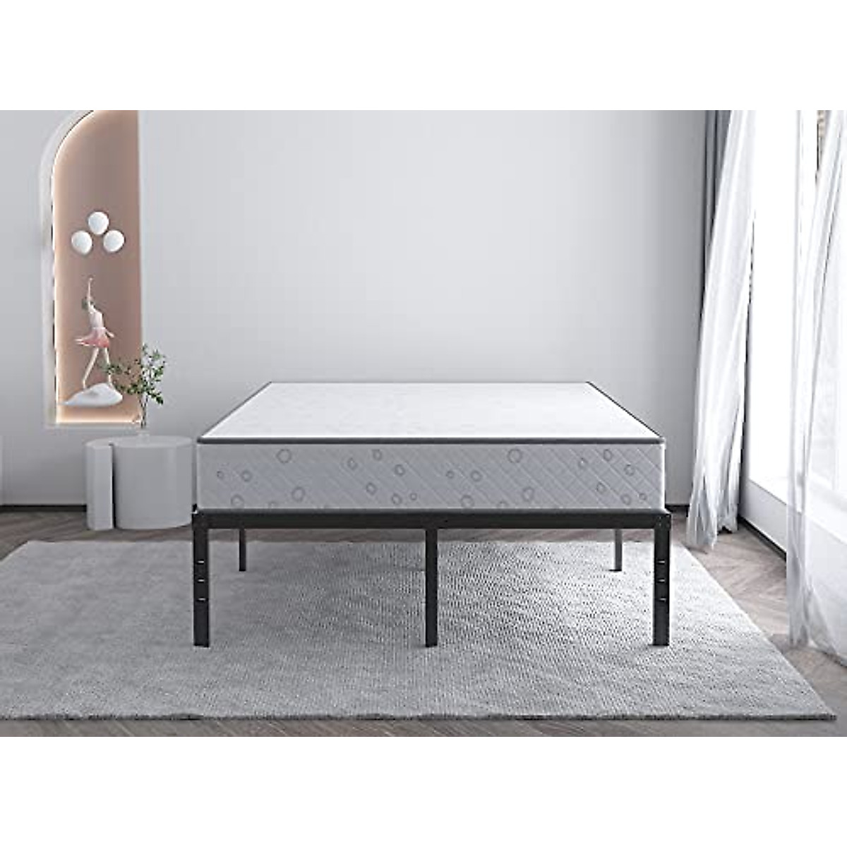 LIJQCI Full Size Bed Frame with Storage 18 Inch high Heavy Duty Metal Platform Mattress Foundation No Box Spring Needed