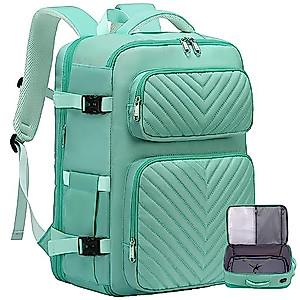 XJ-HOME Extra Large Travel Backpack For Women,Flight Approved Carry On Backpack,TSA 17.3 Inch Laptop Personal Item bag For College Casual Stylish Daypack Weekender Hiking,Cyan