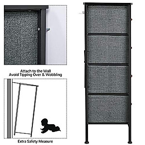 Topeakmart 8 Drawers Organizer - Furniture Tall Storage Tower Unit for Hallway, Living Room, Nursery - Sturdy Metal Frame, Easy Pull Handle Fabric Bins, Dark Gray