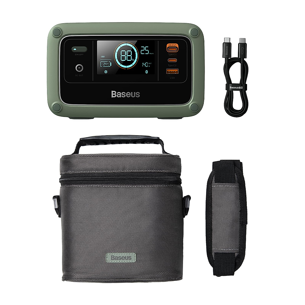 Baseus Laptop Power Bank 140W - 48,000mAh 6-Port Portable Power Station with 2 AC Outlets, Smart Digital Display, LED Light, LiFePO4 Backup Battery Pack for MacBook, Dell, Travel, Outdoor Camping