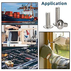 M4 x 25mm Truss Head Machine Screws for Cabinet Drawer Knob Pull Handle, Stainless Steel 18-8 (304), Bright Finish, 40 PCS