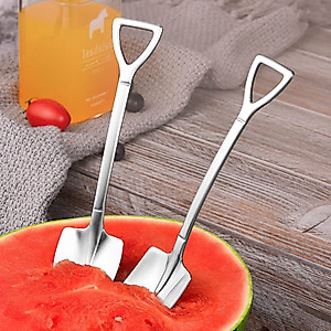 6 Pack Stainless Ice Cream Spoons, Shovel Spoons, Watermelon Spoon Reusable Small Spoon for Tea Dessert Home Kitchen Party Restaurant Party Supplies (Silver)