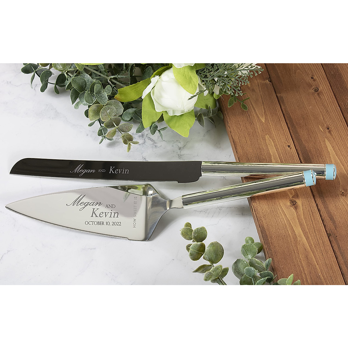 Kate Spade Bridal Take the Cake Personalized Wedding Cake Knife and Server Set, Custom Engraved Wedding Cake Cutting Set, Accessories and Gifts for the Bride and Groom
