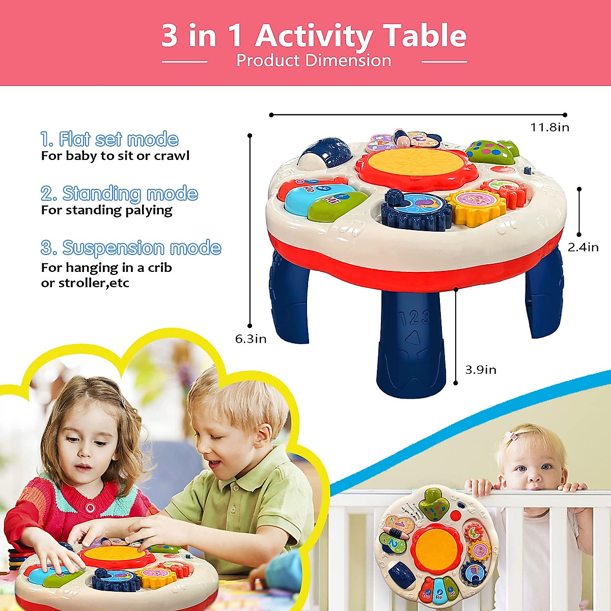 Serdios Baby Activity Table,Touch and Explore Table,Learn and Musical Table,for Baby Toy 3 to 18 Months