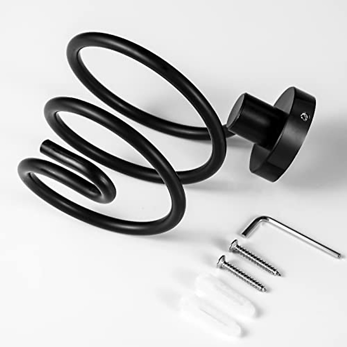 YUET Hair Dryer Holder Hairdryer Station Wall Mounted Stand Hanger Rack Blow Spiral Aluminum Construction Black Painted Shelf Storage for Bathroom Shower Room